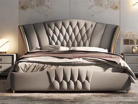 Lucian Leather Bed Frame Queenking Agape Furniture