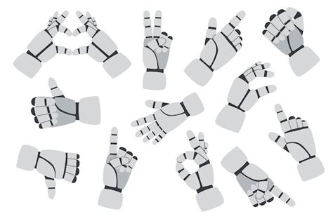 Premium Vector Technology Concept Ai Concept Set Of Robots Hands With Different Gestures