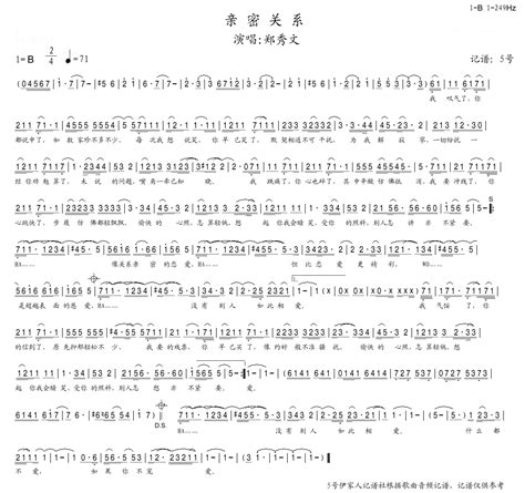 亲密关系 郑秀文 歌谱 简谱