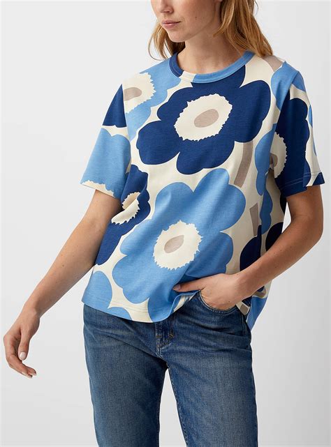 Marimekko Erna Unikko T Shirt In Blue Modesens