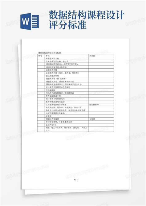 数据结构课程设计评分标准word模板下载编号leompgpn熊猫办公