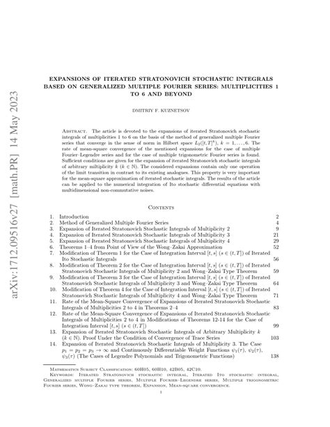 Pdf Expansions Of Iterated Stratonovich Stochastic Integrals Based On Generalized Multiple