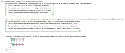 Solved Examine The Computation Formula For R The Sample Chegg Com