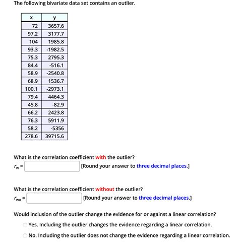 [solved] The Following Bivariate Data Set Contains An Out