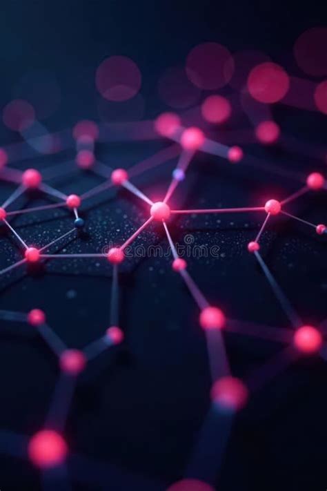 Abstract Glowing Network Nodes On Dark Background Futuristic Server Stock Illustration