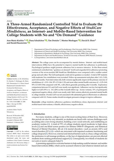 Pdf A Three Armed Randomized Controlled Trial To Evaluate The Effectiveness Acceptance And