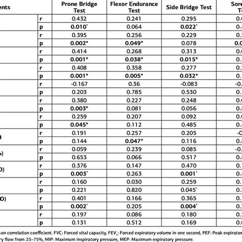Relationship Between Trunk Muscle Endurance And Lung Function And