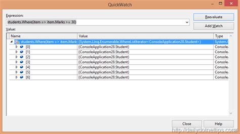 Debugging Lambda Expression In Visual Studio 2015 Watch Windows