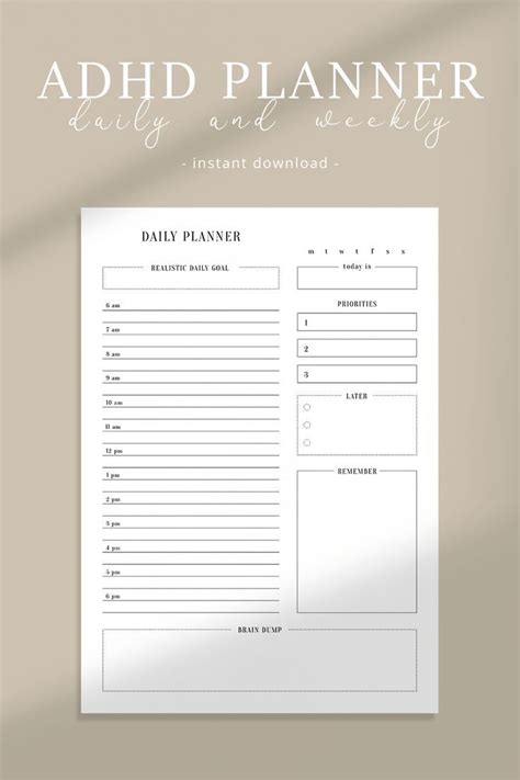 Adhd Schedule Template Adults Free Fanny Printable