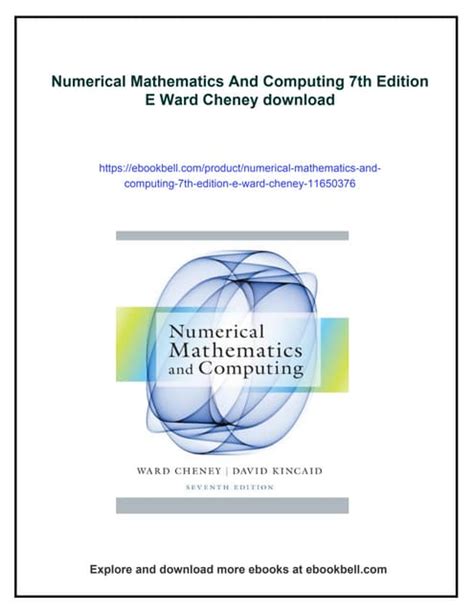 Numerical Mathematics And Computing 7th Edition E Ward Cheney Pdf