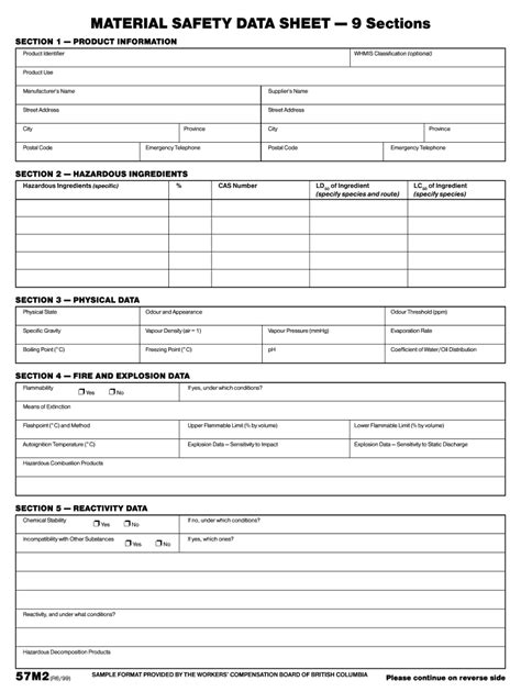 Free Safety Data Sheet Template Prntbl Concejomunicipaldechinu Gov Co