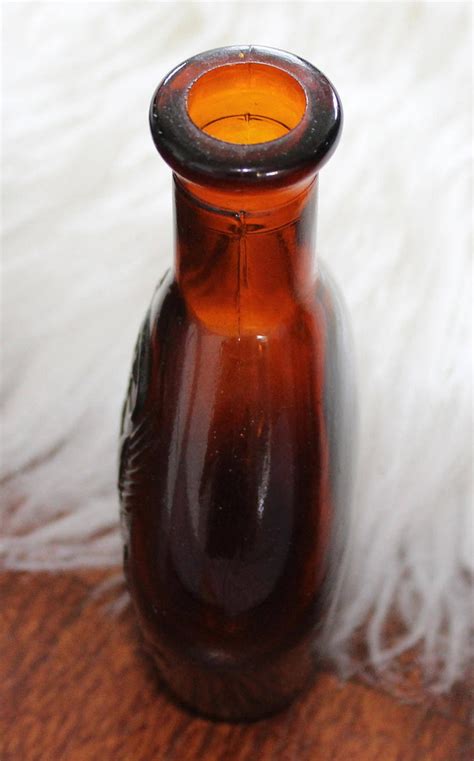 Vintage 1960s Medicine Bottle Tawny Brown Glass American Eagle With