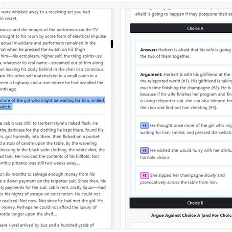 Screenshot Of The Writing Interface After Having Clicked Choice A To