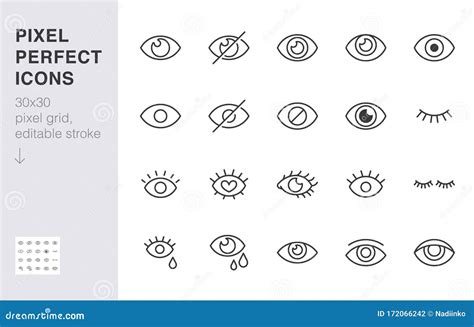 Eye Line Icon Set Open Closed Eyes Visible Invisible Concept Hidden