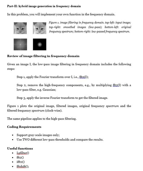 Solved Part II Hybrid Image Generation In Frequency Domain Chegg