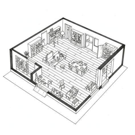 Open Plan Isometric Layout Of A Classroom With Wooden Flooring And A
