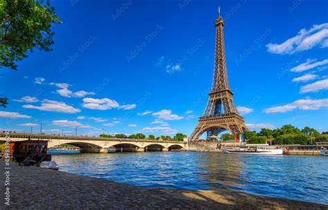 Paris Eiffel Tower And River Seine In Paris France Eiffel Tower Is