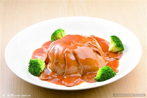 鲍汁百灵菇鹅掌摄影图 传统美食 餐饮美食 摄影图库 昵图网