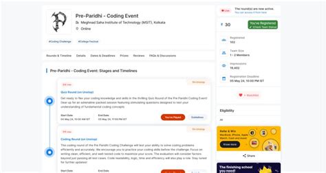 Rohan Dey On Linkedin Participated In Pre Paridhi Coding Event Of Our College Meghnad Saha