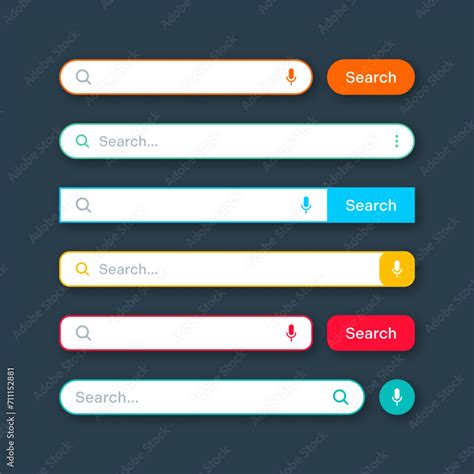 Colorful Search Bar Templates Internet Browser Engine With Search Box Address Bar And Text