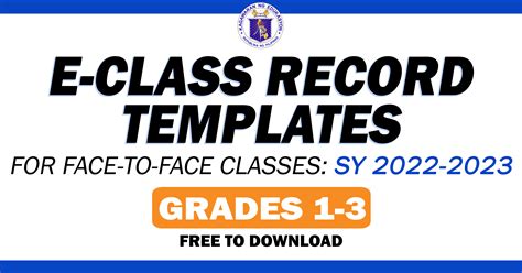 Grades 1 3 E Class Record Templates Download Here Deped Click