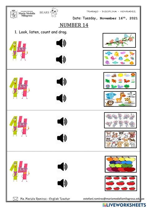 Number 14 Free Interactive Worksheets 1649772