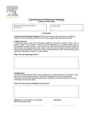 Declaration Of Interest Statement Elsevier Word PdfFiller