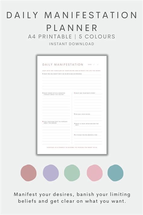 Daily Manifestation Planner Manifest Your Life Manifestation Tips