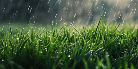 Premium Photo Spring Grass With A Small Cloud And Rain Ai Generative
