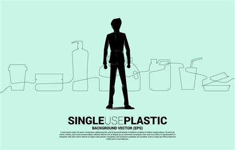 Premium Vector Silhouette Of Businessman Standing With Single Line Display Single Use Plastic