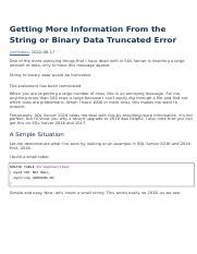 Getting More Information From The String Or Binary Data Truncated Error