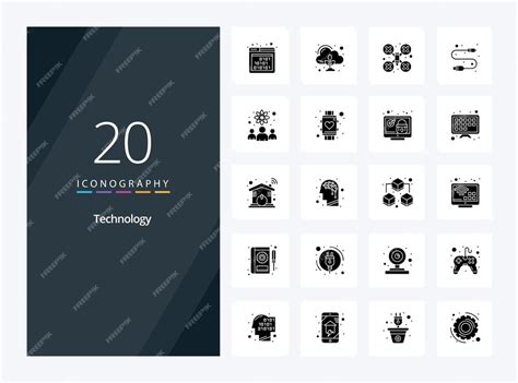 Free Vector 20 Technology Solid Glyph Icon For Presentation