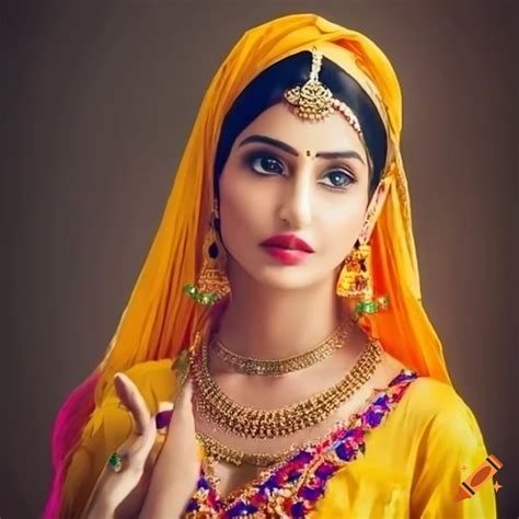 Portrait Of An Indian Girl In Traditional Punjabi Costume On Craiyon
