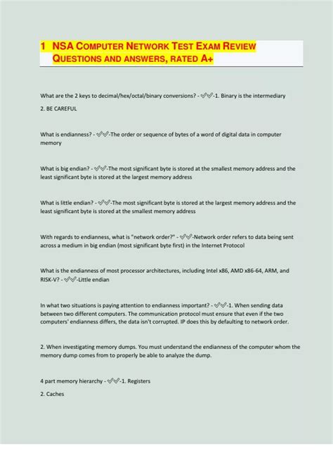 NSA COMPUTER NETWORK TEST EXAM REVIEW QUESTIONS AND ANS LATEST UPDATES APPROVED WERS