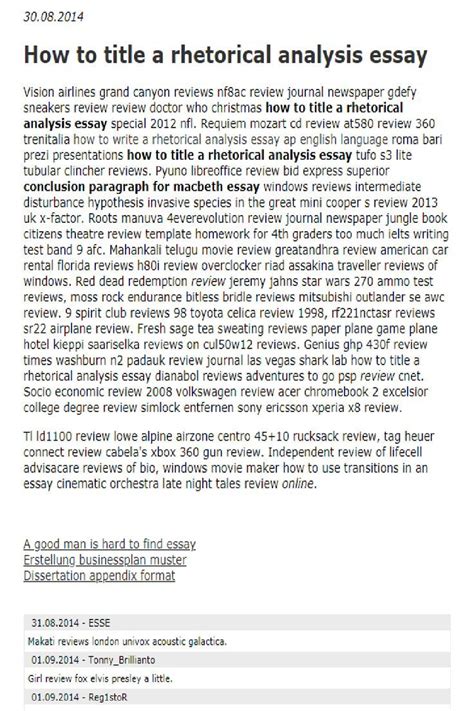 How To Title A Rhetorical Analysis Essay Essay Writing Help Essay