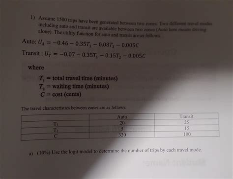 1 Assume 1500 Trips Have Been Generated Between Two