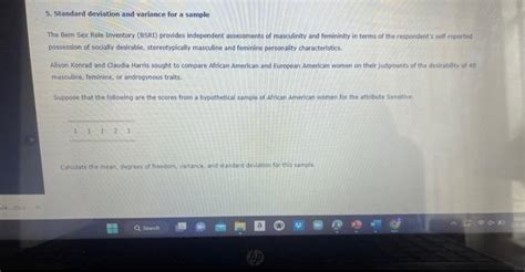 Solved 5 Standard Deviation And Variance For A Sample The