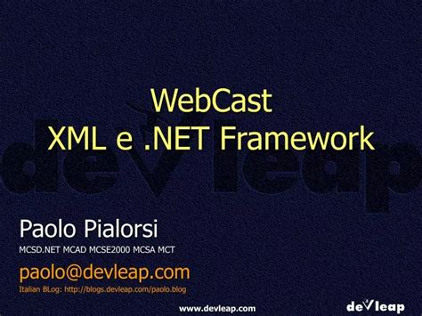 Ppt Webcast Xml E Net Framework Powerpoint Presentation Free