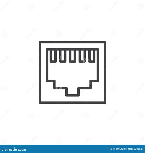 Ethernet Port Socket Line Icon Stock Vector Illustration Of Simple Plug