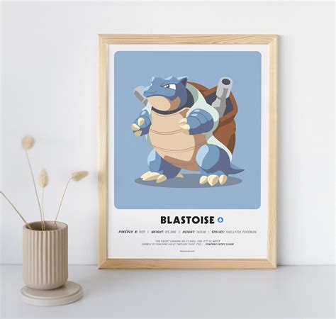 Pokemon Blastoise Poster Digital Print Minimalist Pokemon Print