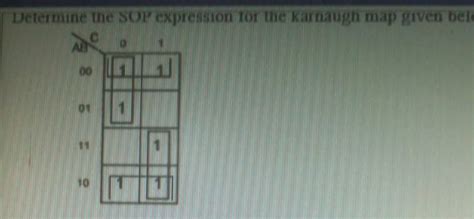 Solved Determine The Sop Expression For The Karnaugh Map Given Bel Math