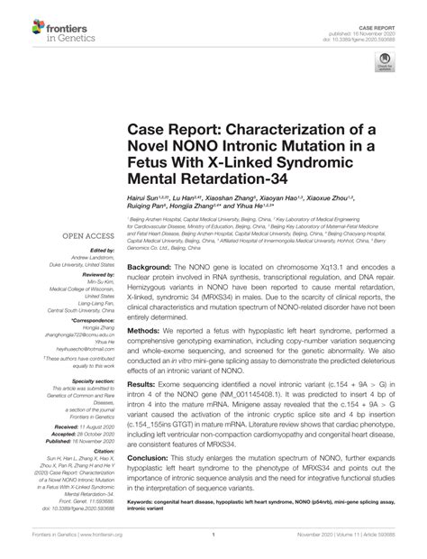 Pdf Case Report Characterization Of A Novel Nono Intronic Mutation