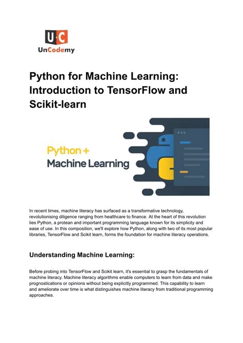 Ppt Python For Machine Learning Introduction To Tensorflow And