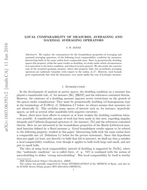 Pdf Local Comparability Of Measures Averaging And Maximal Averaging Operators