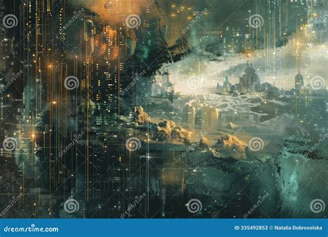 Abstract Ai Algorithm Background With Futuristic Neural Networks And Data Flow Stock Image