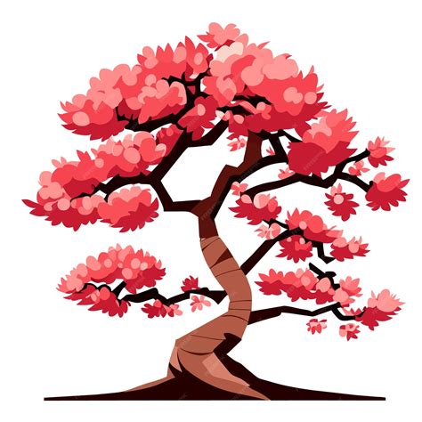Premium Vector Cherry Blossom Tree Vector Graphic In Flat Design Concept On White