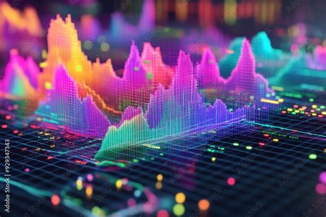 3d Graph With Colorful Peaks And Gridlines Representing Complex Digital