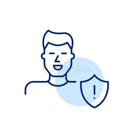 Male User Shield And Exclamation Mark Privacy Breach Warning System