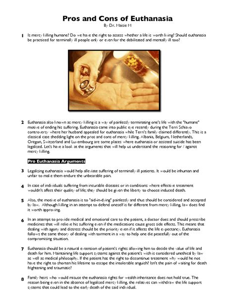 Pros And Cons Of Euthanasia Schemes And Mind Maps Law Docsity