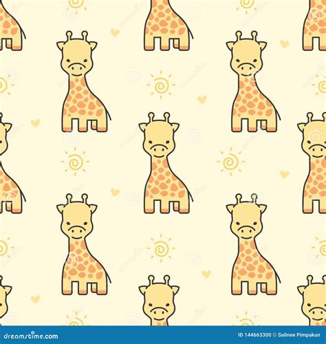 Cute Giraffe Seamless Pattern Background Stock Vector Illustration Of